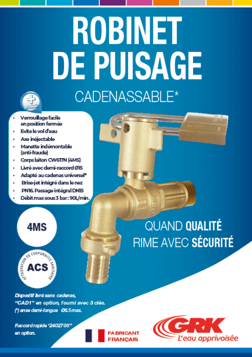 NOUVEAU : Robinet d'arrosage cadenassable. - GRK